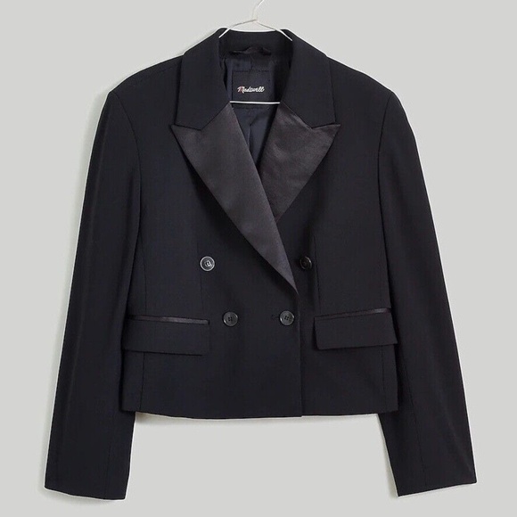 Madewell | Jackets & Coats | New Madewell Cropped Tuxedo Blazer In True Black | Poshmark